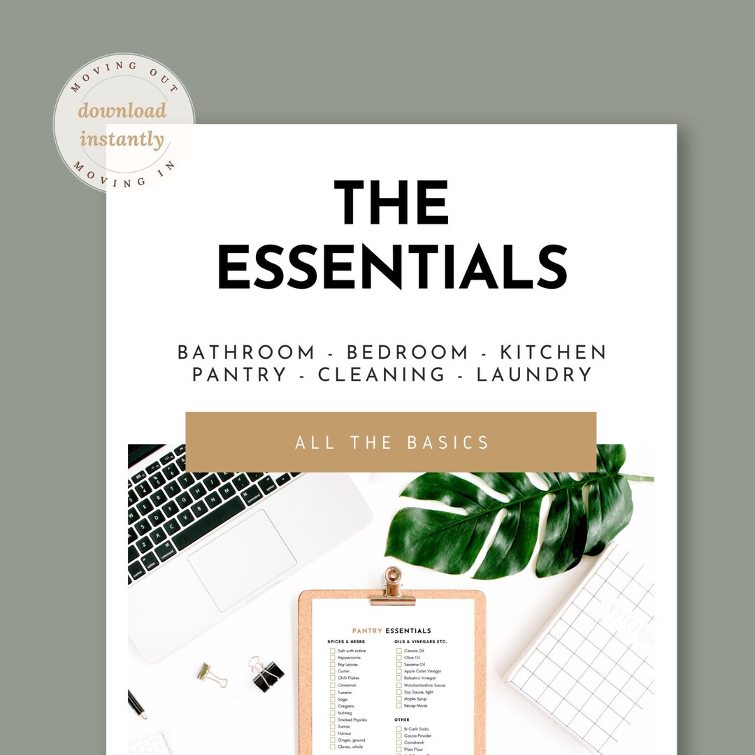 The Essentials Checklist Bundle Printable, First Apartment List of ...