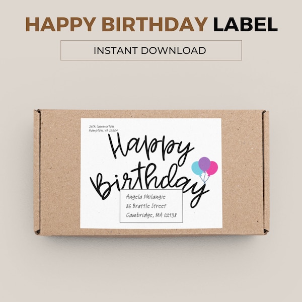 Happy Birthday Address Label - Etsy