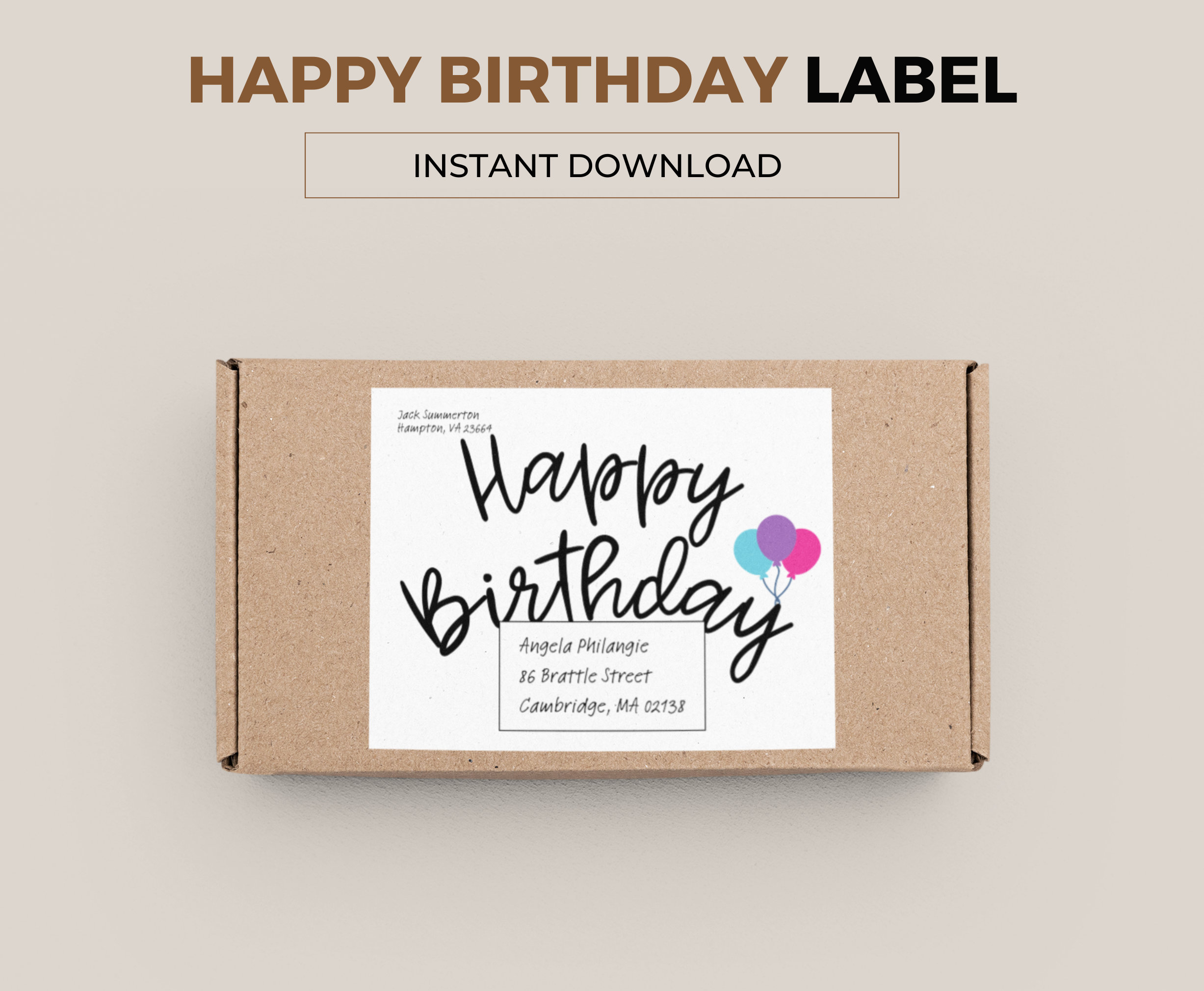 Happy Birthday Parcel Label. A Unique Way to Address Your Gift. College ...