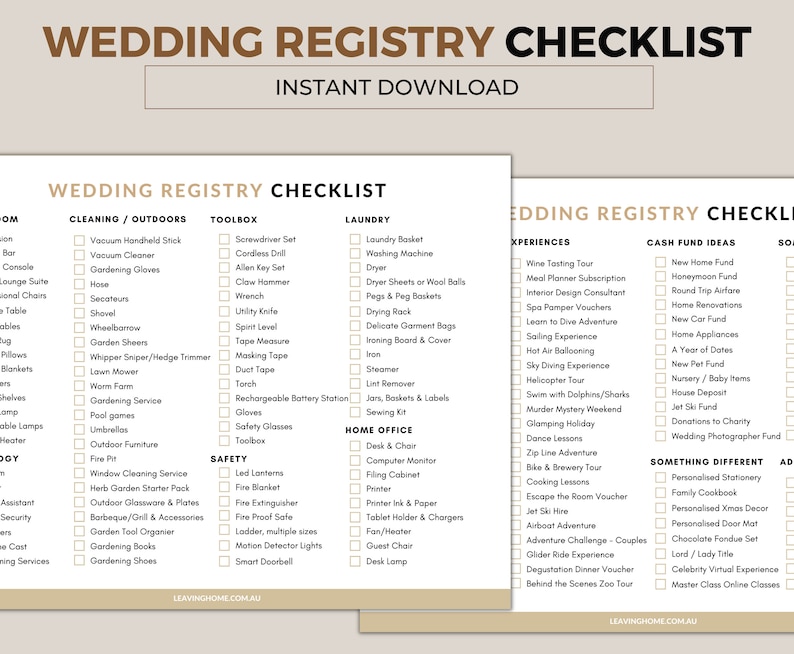 Modern Wedding Registry Planner | Checklist, Q&A and Gift Ideas PDF - Etsy