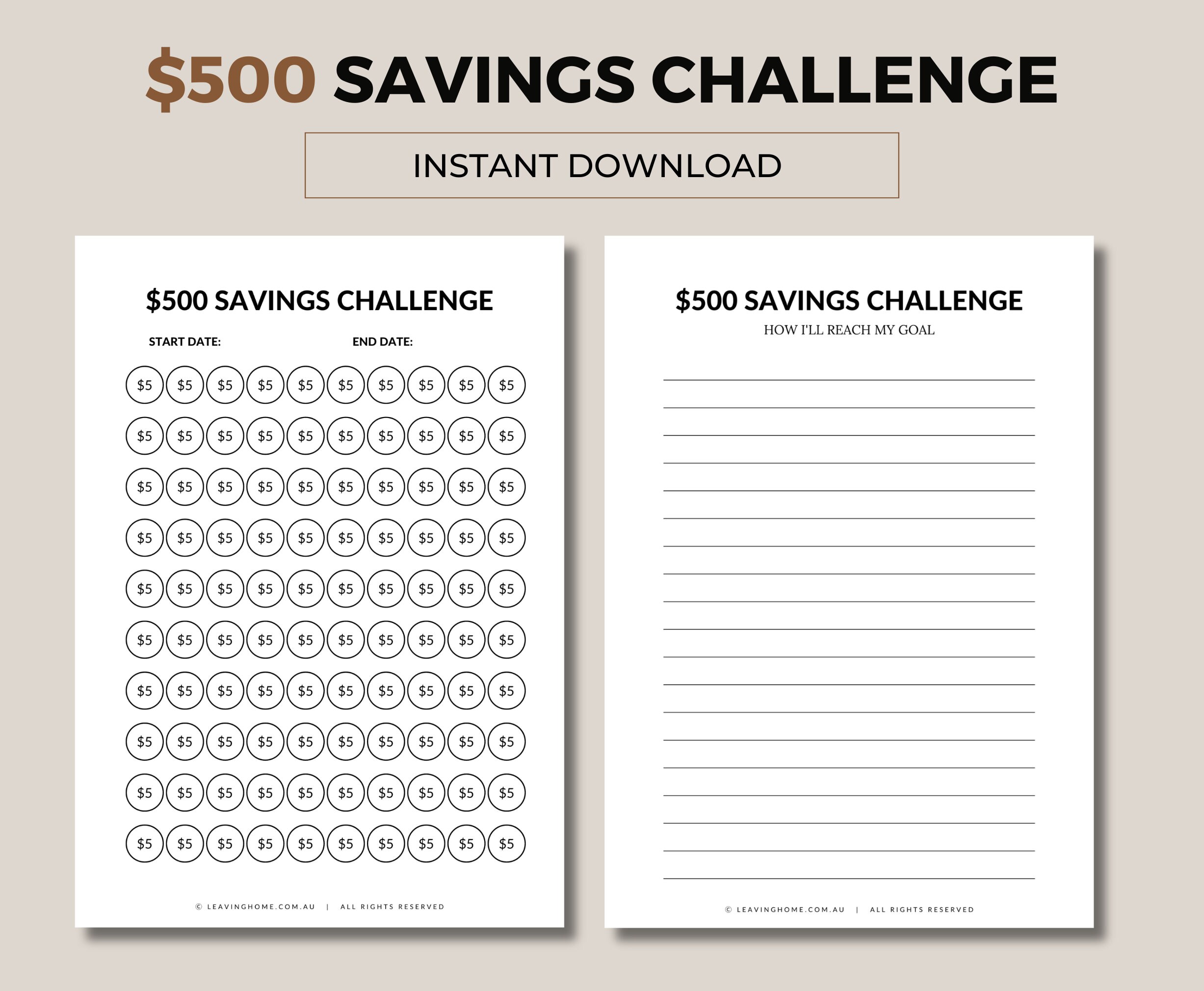Savings Challenge Bundle 100 to 1,000 Dollars. A Saving Tracker That ...