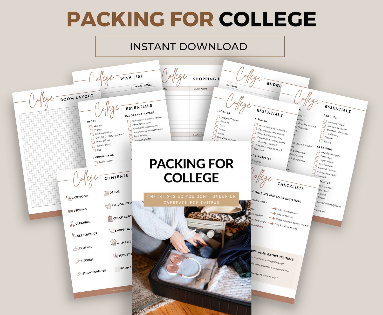 College Packing List, Dorm Room Checklist, Packing for College List of ...