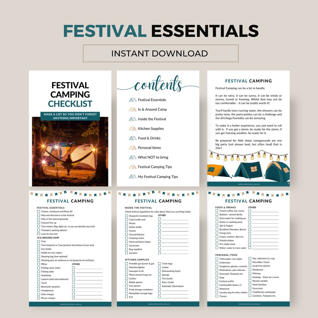 Ultimate Festival Camping Checklist, Camping Essentials Checklist, Tips ...