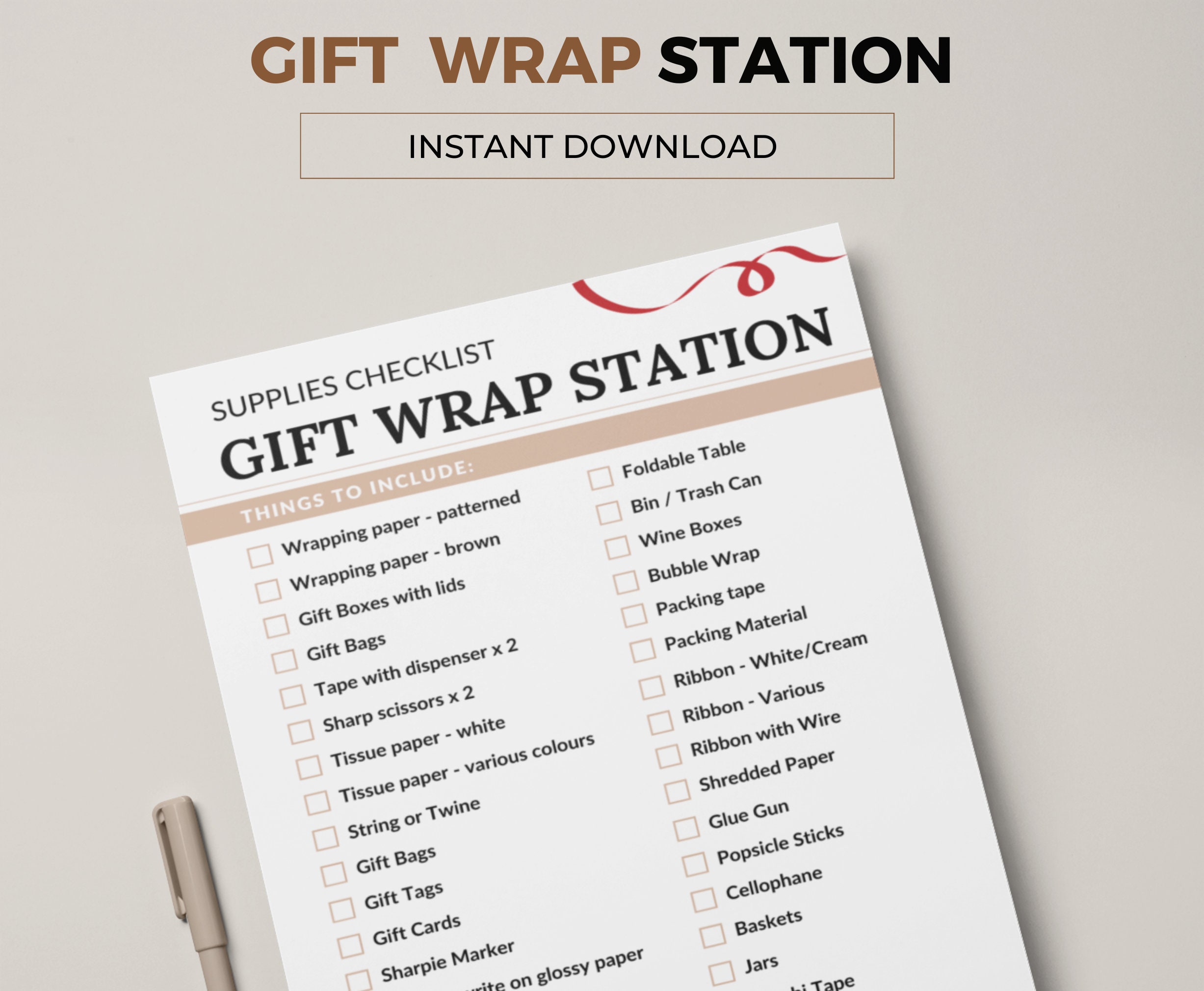 Gift Wrap Station Printable Checklist, Prepare for Gifting Presents ...