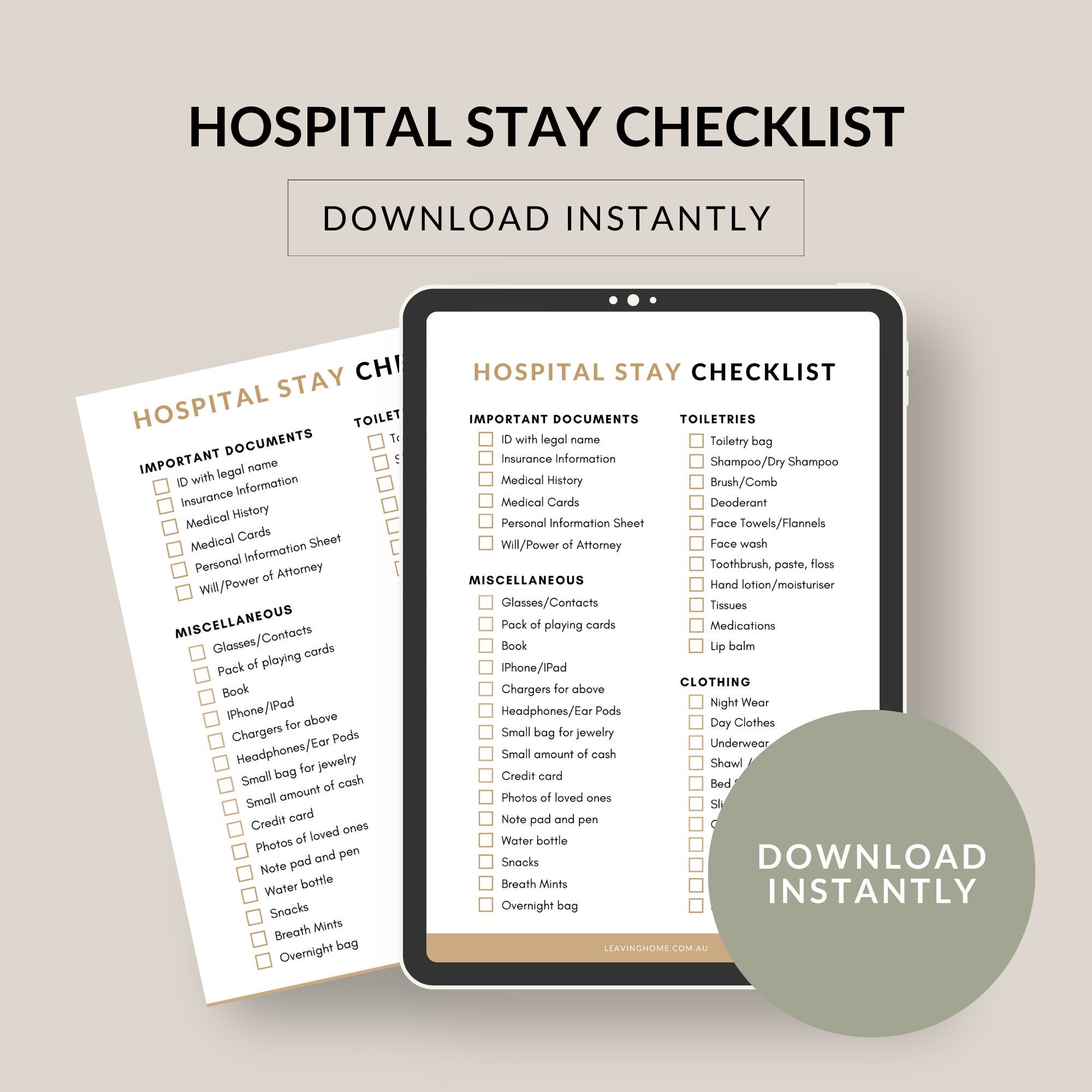 Hospital Stay Checklist, Prepare for an Expected or Unexpected Visit to ...