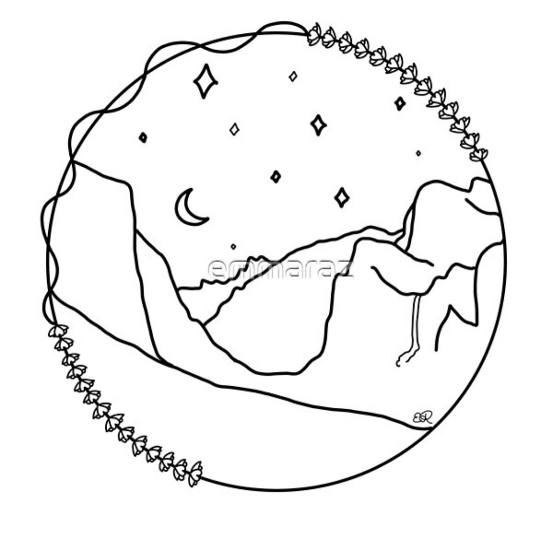 Yosemite Valley Outline (B&W) - Etsy