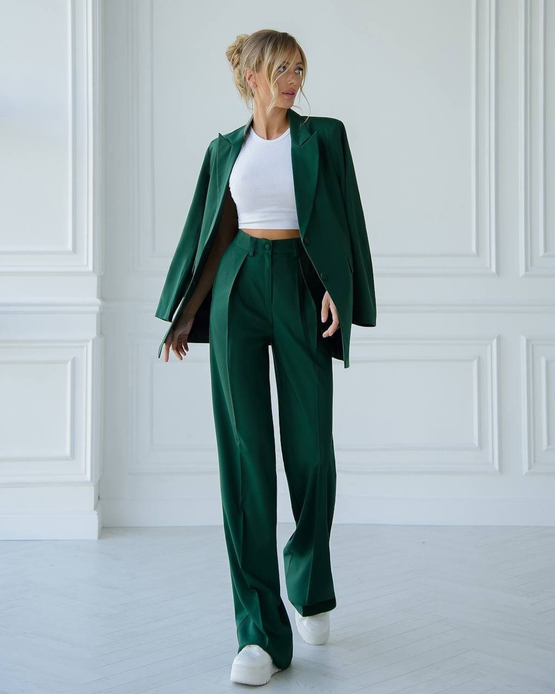 Emerald Green Women Pantsuit, Emerald Blazer Trousers Womens, Wedding ...