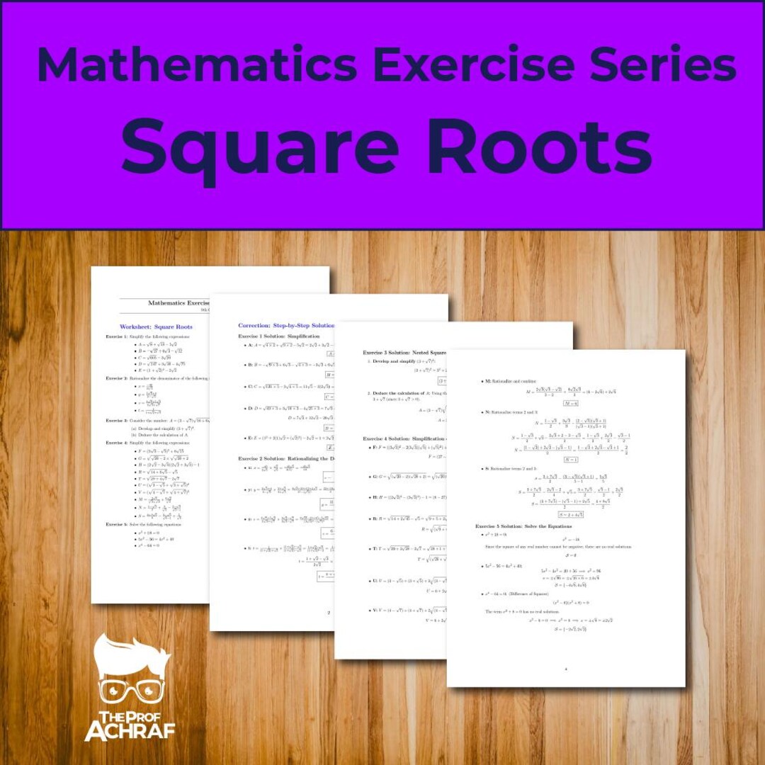 Mathematics Exercise Series Square Roots - Etsy