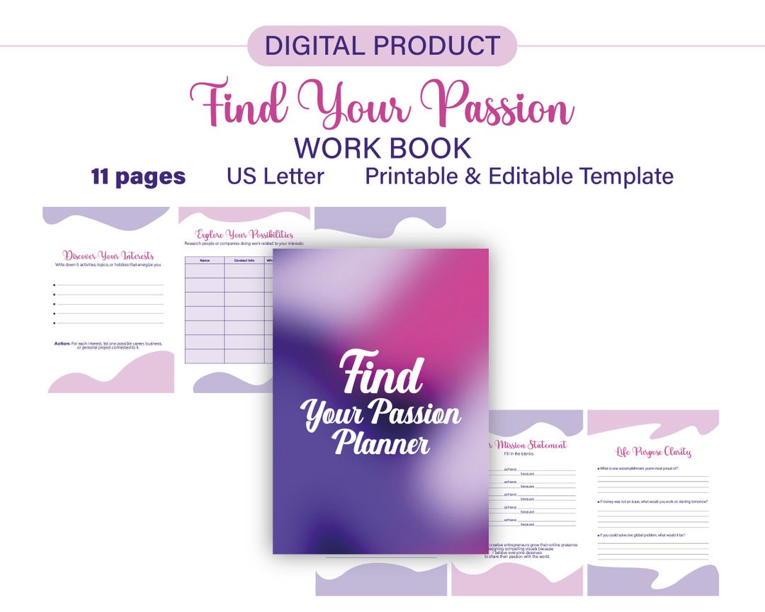 Passion Planner Printable: Self-discovery Workbook, Goal Setting (PDF ...
