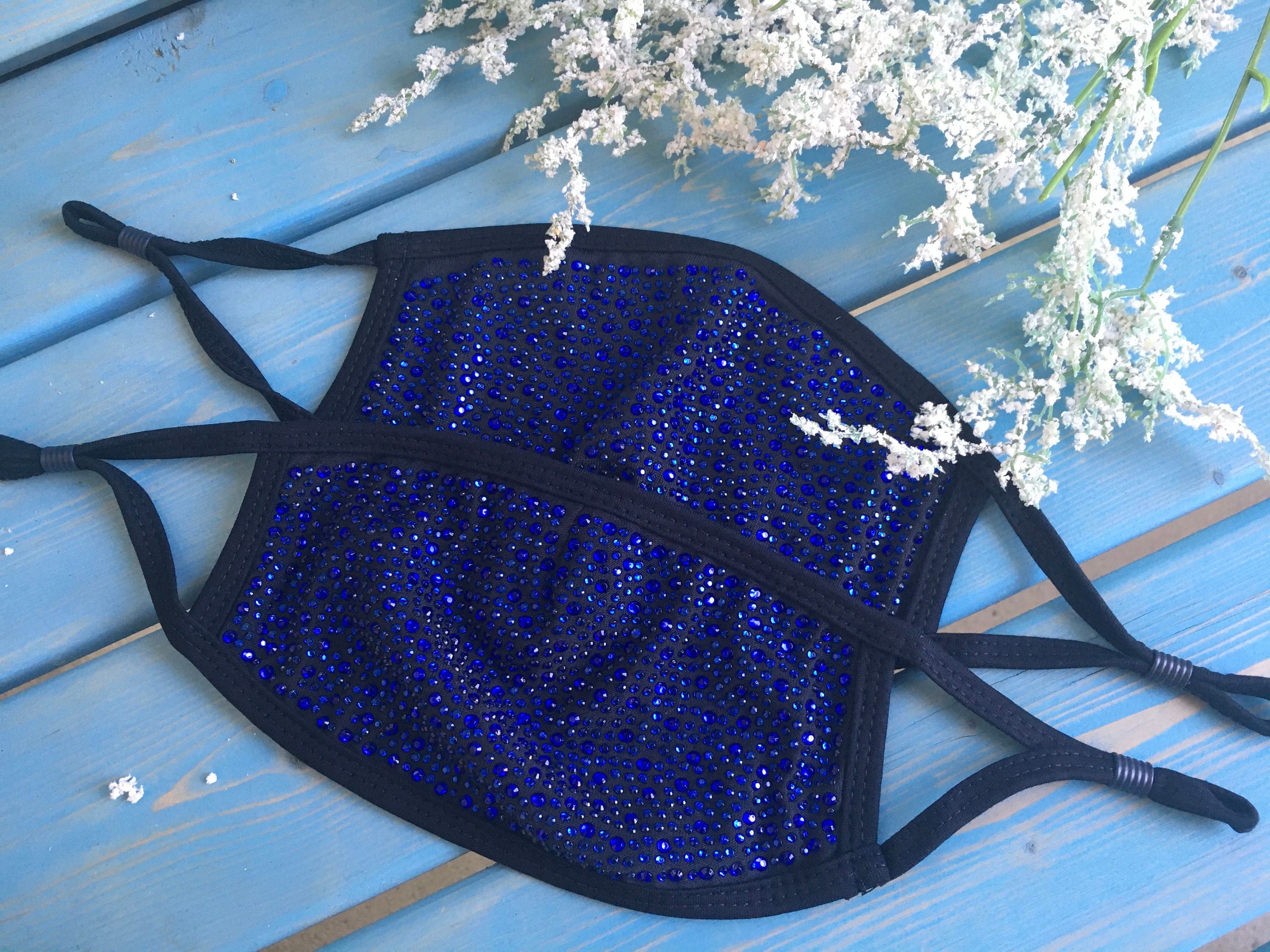 Bling Royal Blue Mask. Cobalt Blue Mask. Sparkly Rhinestone | Etsy