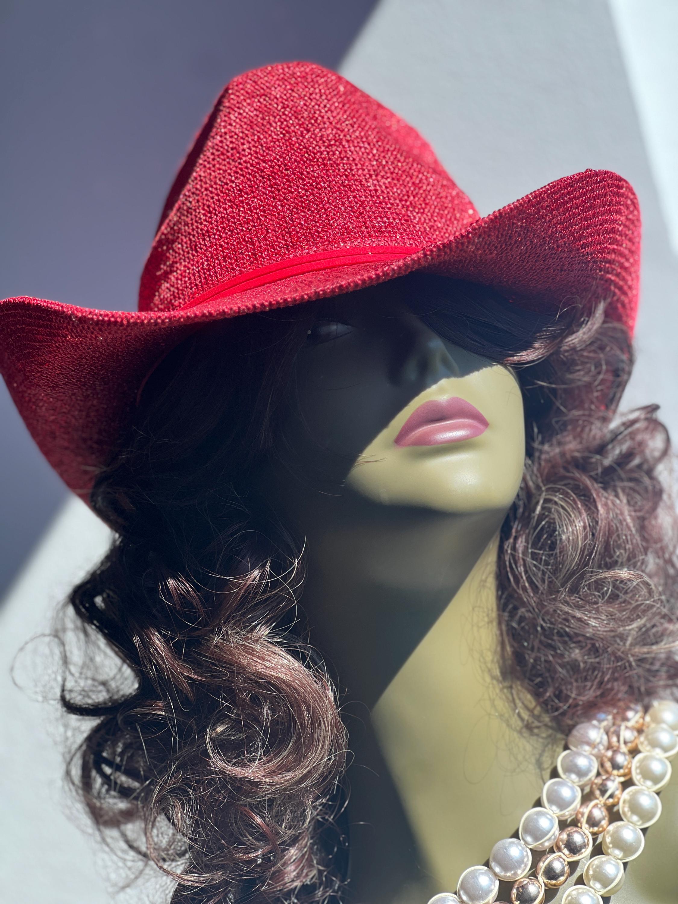 Red Sequin Cowboy Hat – Sparkling Western Party Hat With Adjustable Fit ...