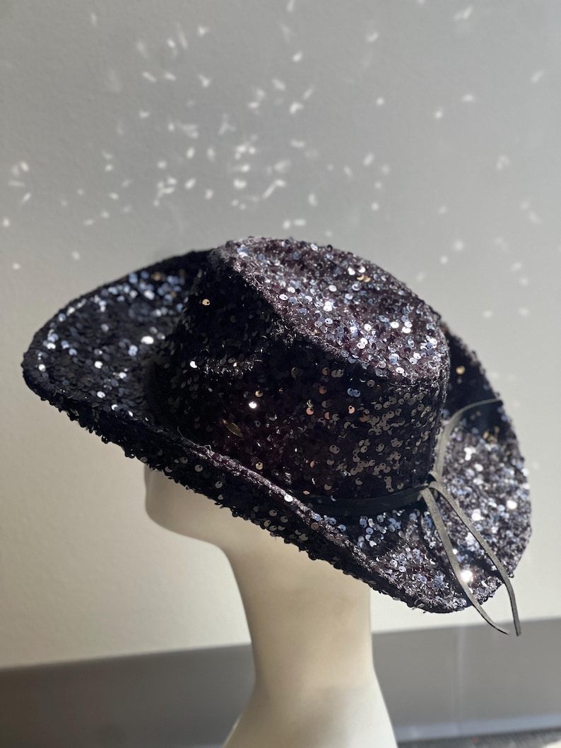 Black Sparkle Sequin Cowboy Hat: Festival Rodeo Party Accessory - Etsy