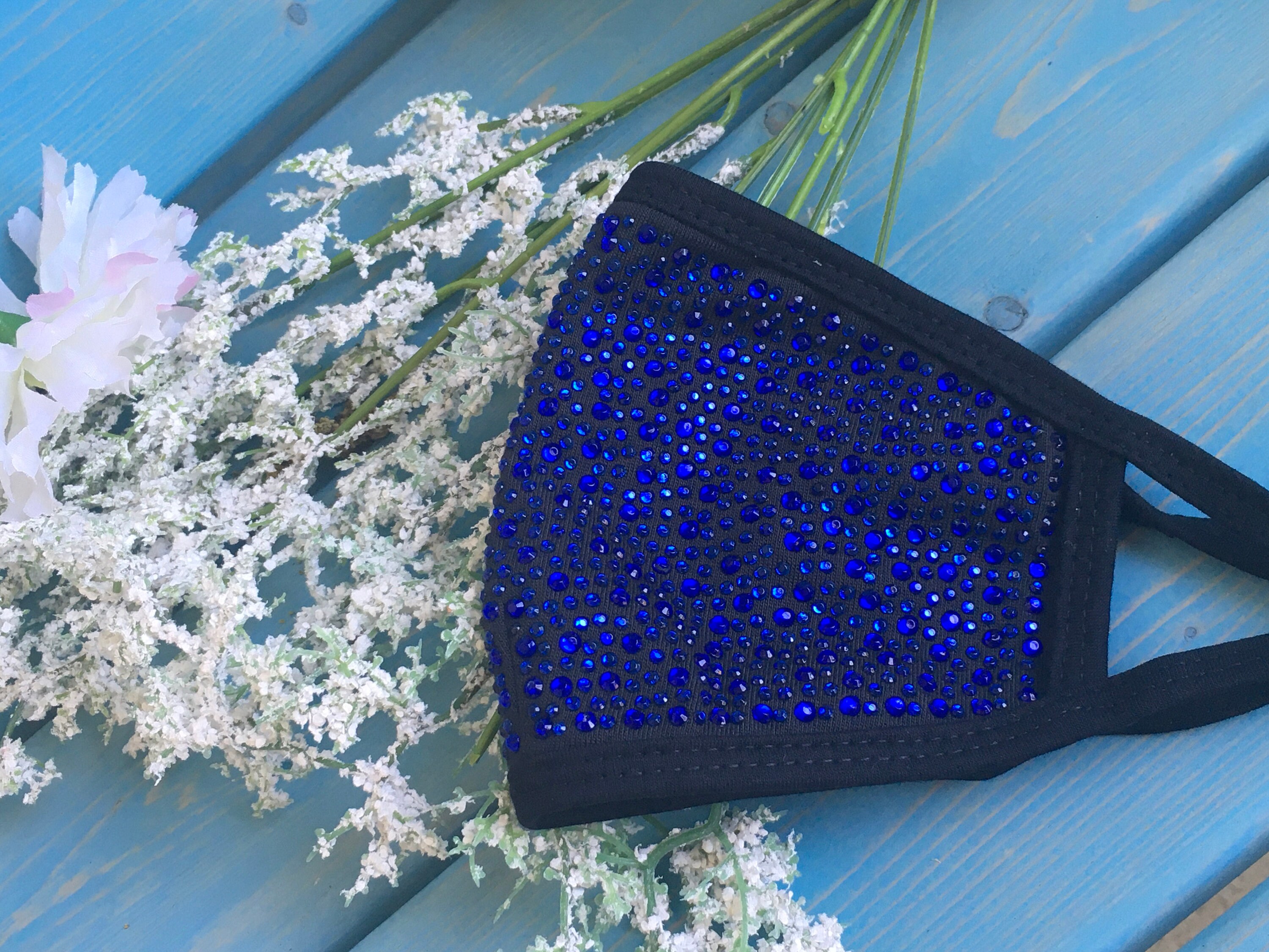 Bling Royal Blue Mask. Cobalt Blue Mask. Sparkly Rhinestone | Etsy