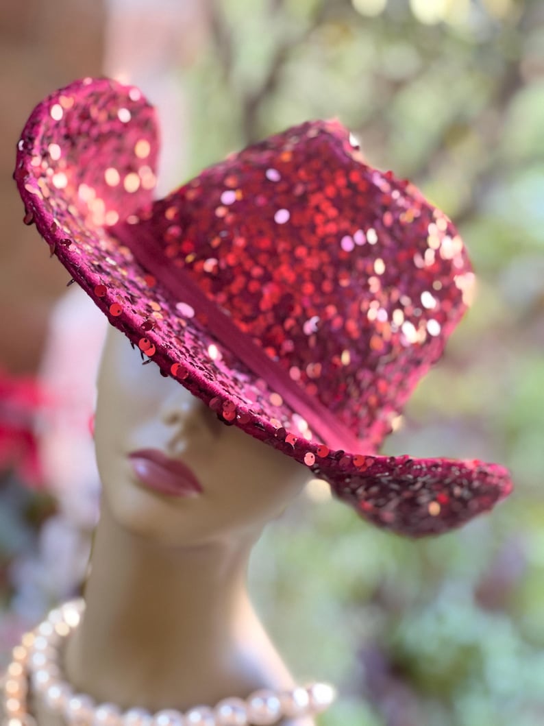 Burgundy Deep Red Sequin Cowboy Hat: Unisex Disco Western Glam ...