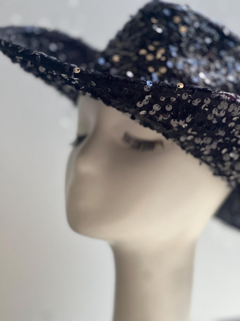 Black Sparkle Sequin Cowboy Hat: Festival Rodeo Party Accessory - Etsy