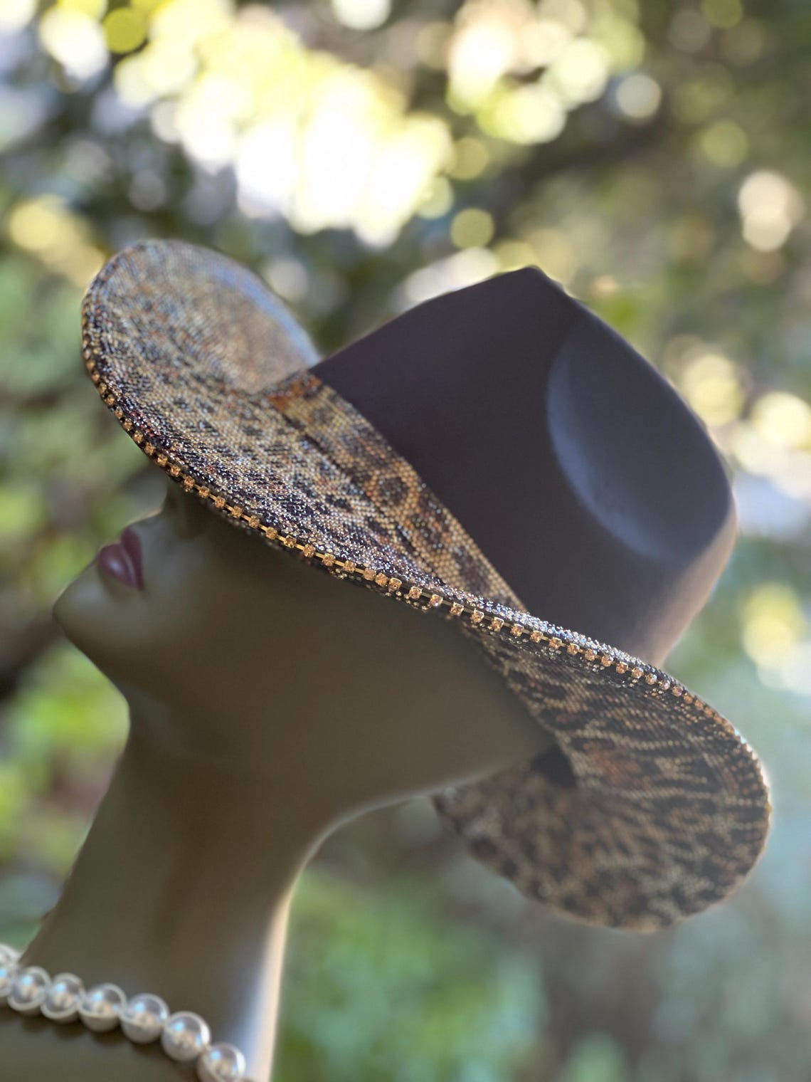 Leopard Rhinestone Fedora Fascinator Hat – Adjustable Fit Cowgirl Hat ...