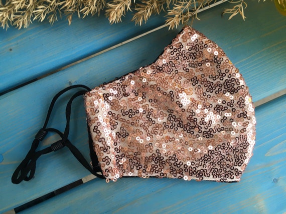 Champagne Gold Sequin Mask. Sequin Masks. Bling Sparkly Sequin - Etsy