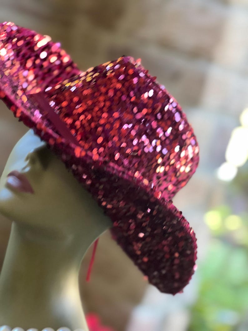 Burgundy Deep Red Sequin Cowboy Hat: Unisex Disco Western Glam ...