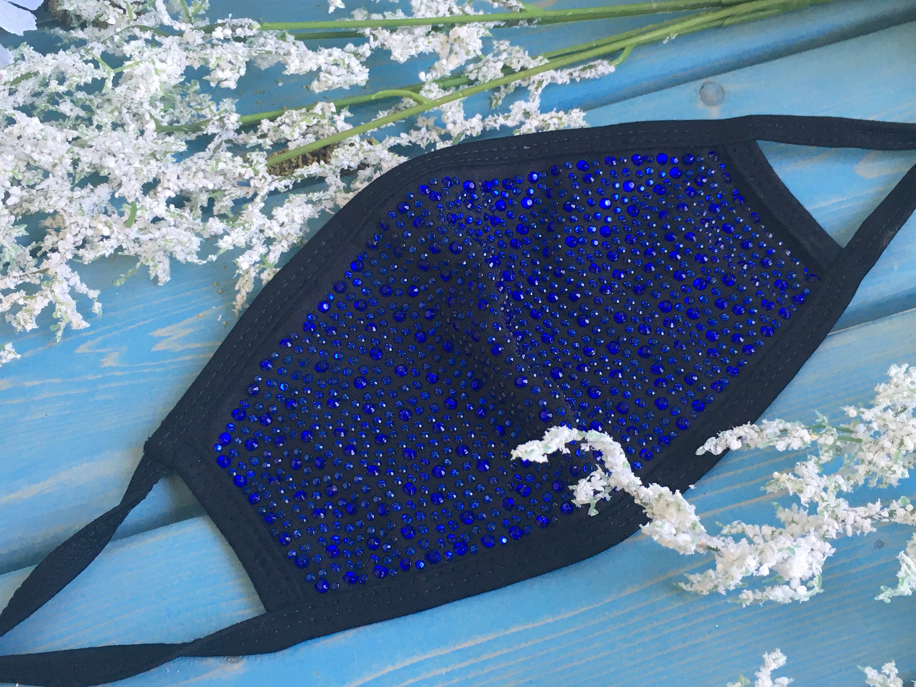 Bling Royal Blue Mask. Cobalt Blue Mask. Sparkly Rhinestone | Etsy