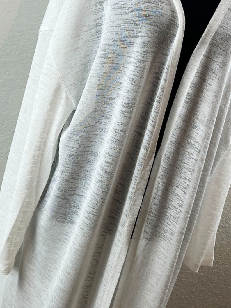 Elegant White Flowing Beach Kimono With Artistic Touch Perfect Summer ...