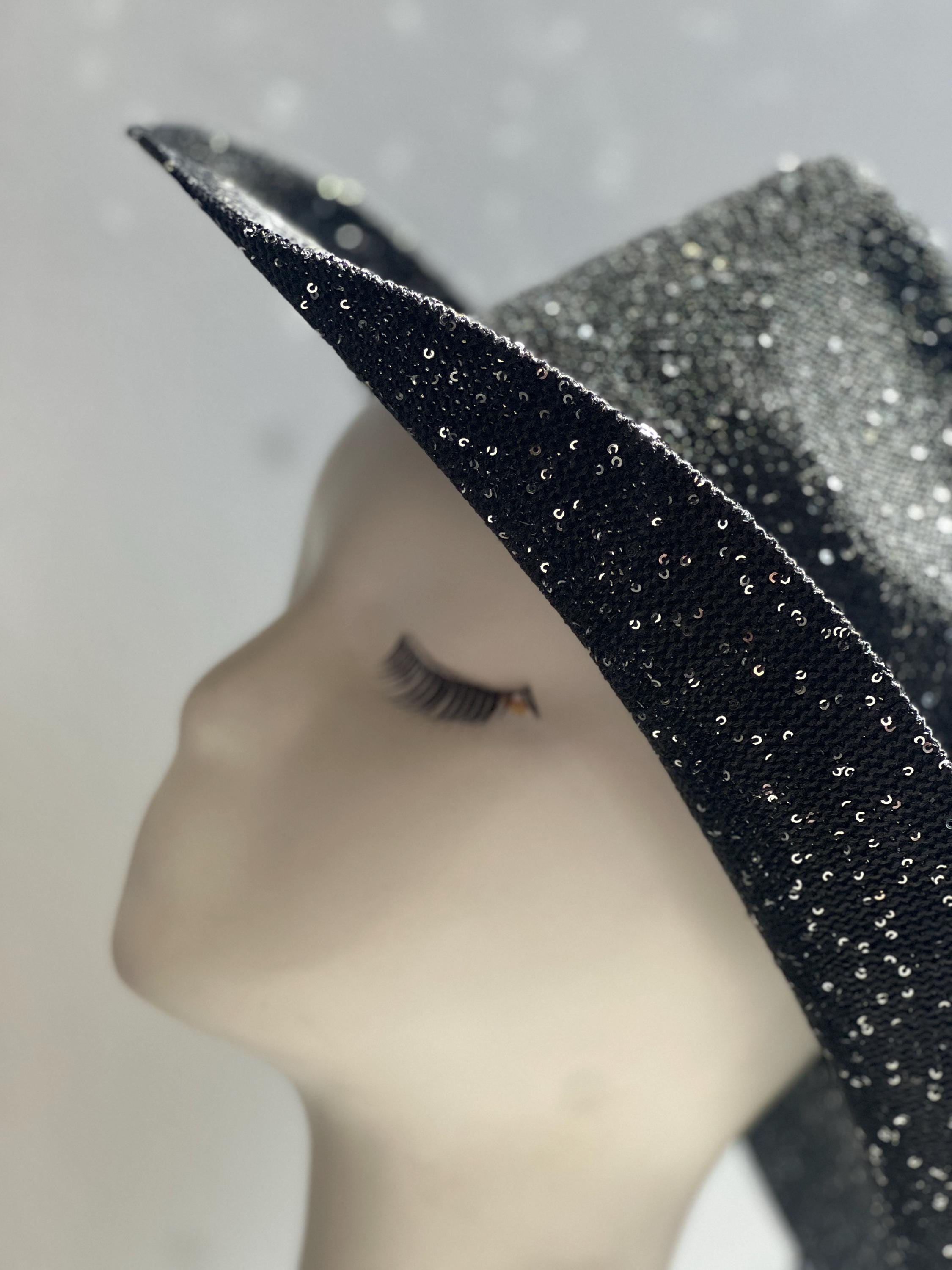 Black Sequin Sparkle Western Cowgirl Hat | Glitter Rodeo Party Hat ...