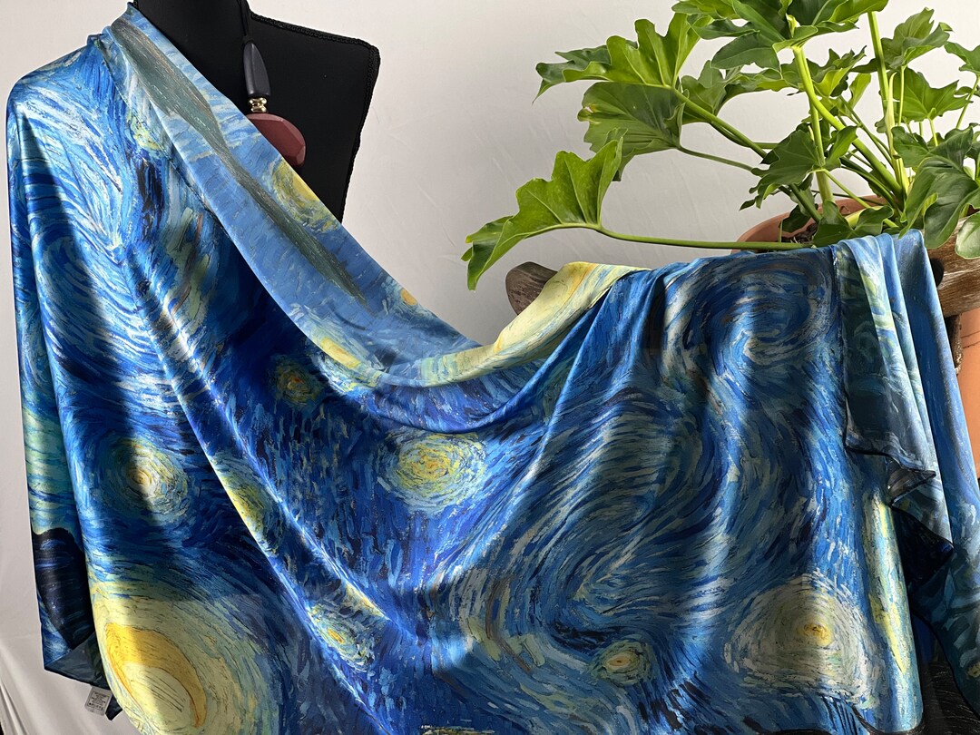 Van Gogh Starry Night Scarf: Silky Art-inspired Shawl - Etsy