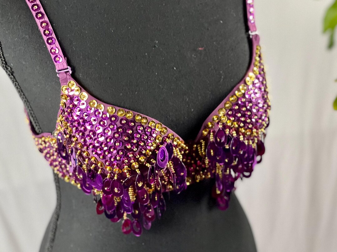 PURPL Bra Glamorous Belly Dance Bra – Sequin & Beaded Performance Top ...