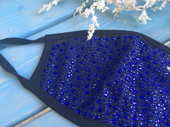 Bling Royal Blue Mask. Cobalt Blue Mask. Sparkly Rhinestone | Etsy