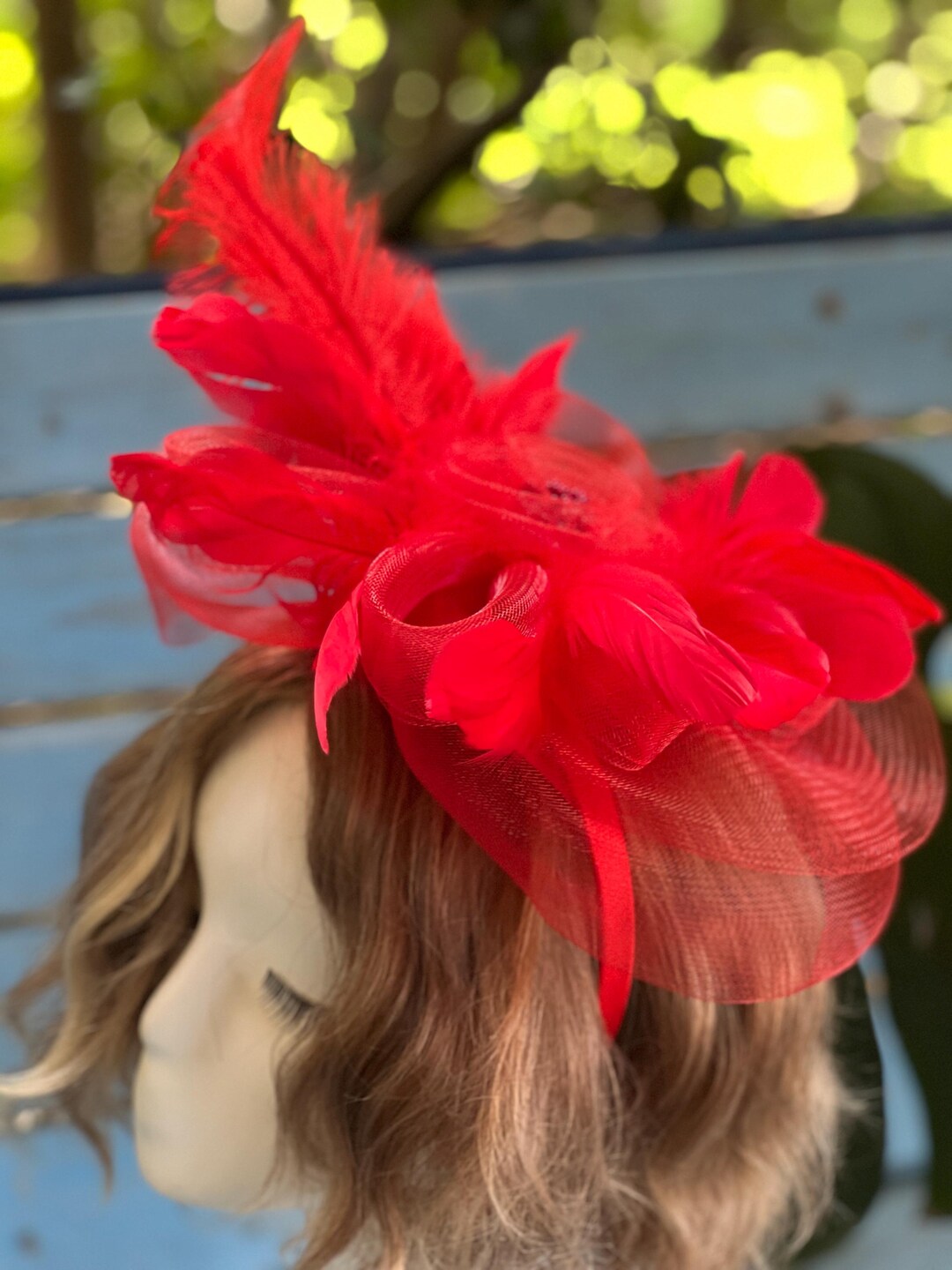 Red Feather Fascinator Hat: Elegant Headpiece for Weddings & Tea Parties - Etsy