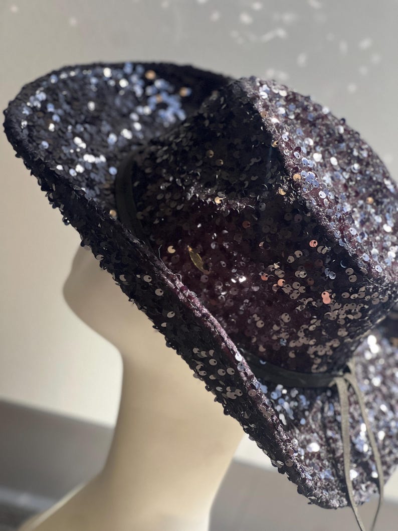 Black Sparkle Sequin Cowboy Hat: Festival Rodeo Party Accessory - Etsy
