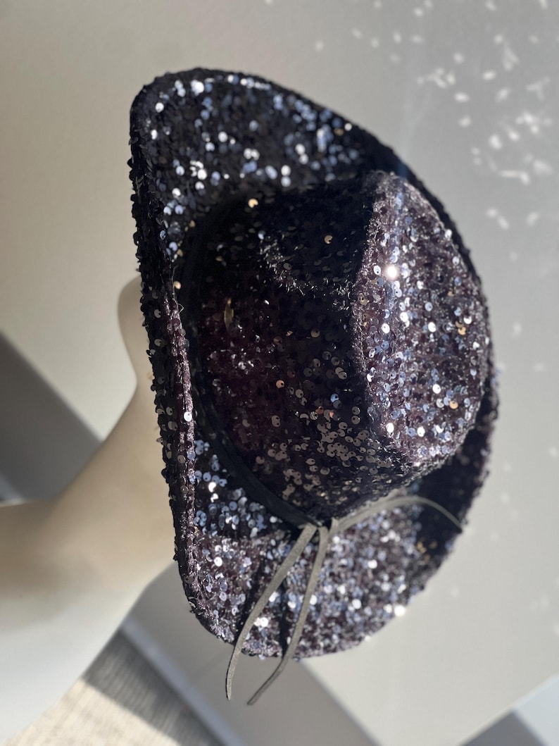 Black Sparkle Sequin Cowboy Hat: Festival Rodeo Party Accessory - Etsy