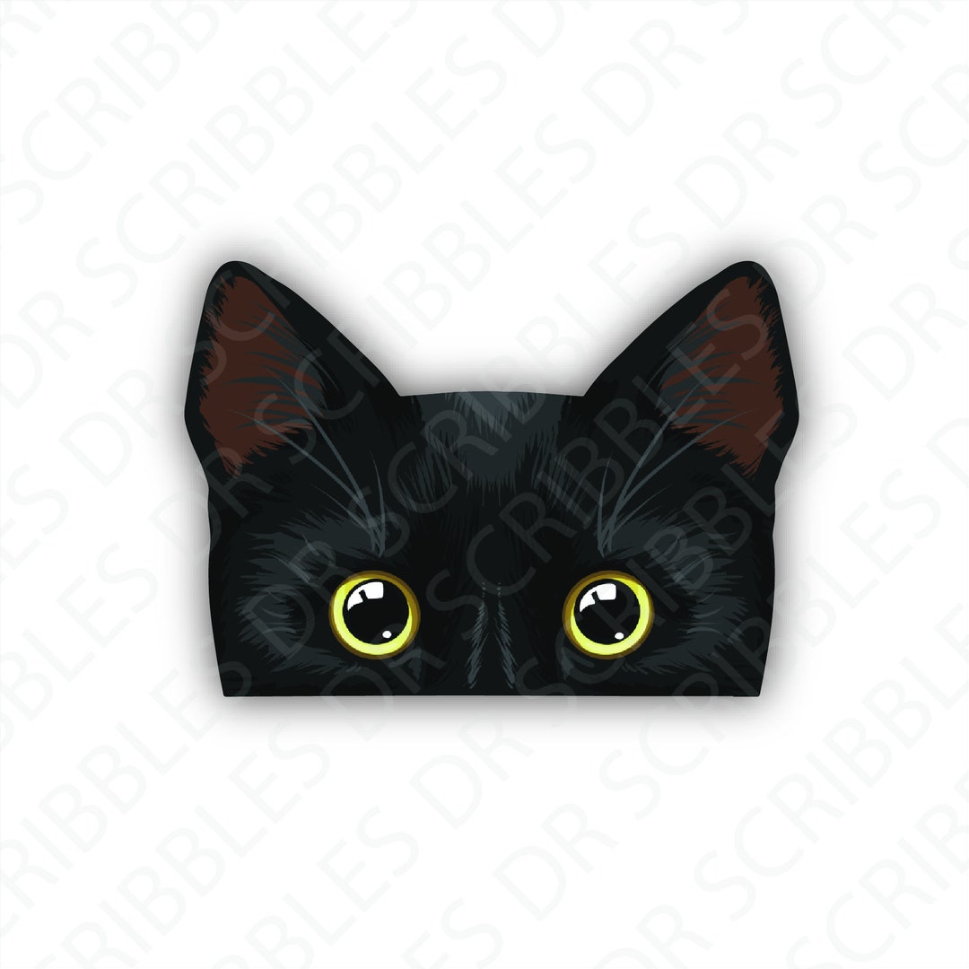 Peeking Black Cat Vinyl Sticker and Magnet - Etsy