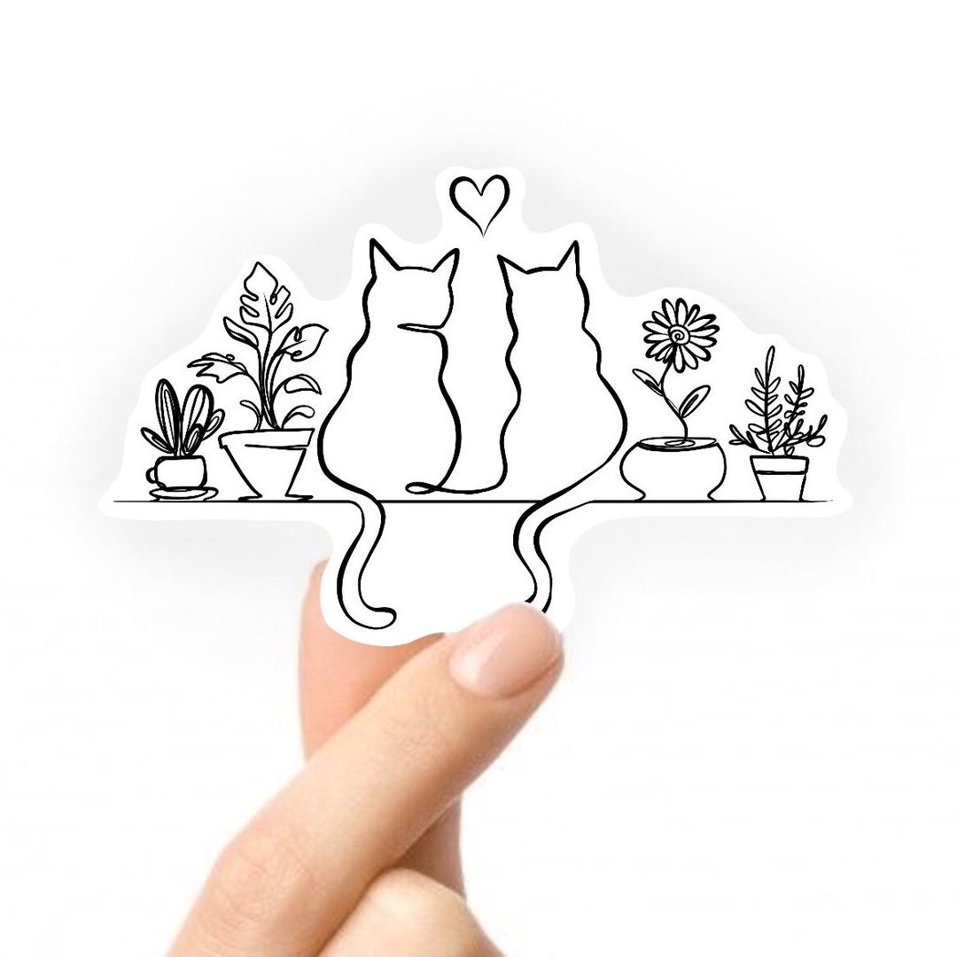 Cats and Plants Sticker - Etsy