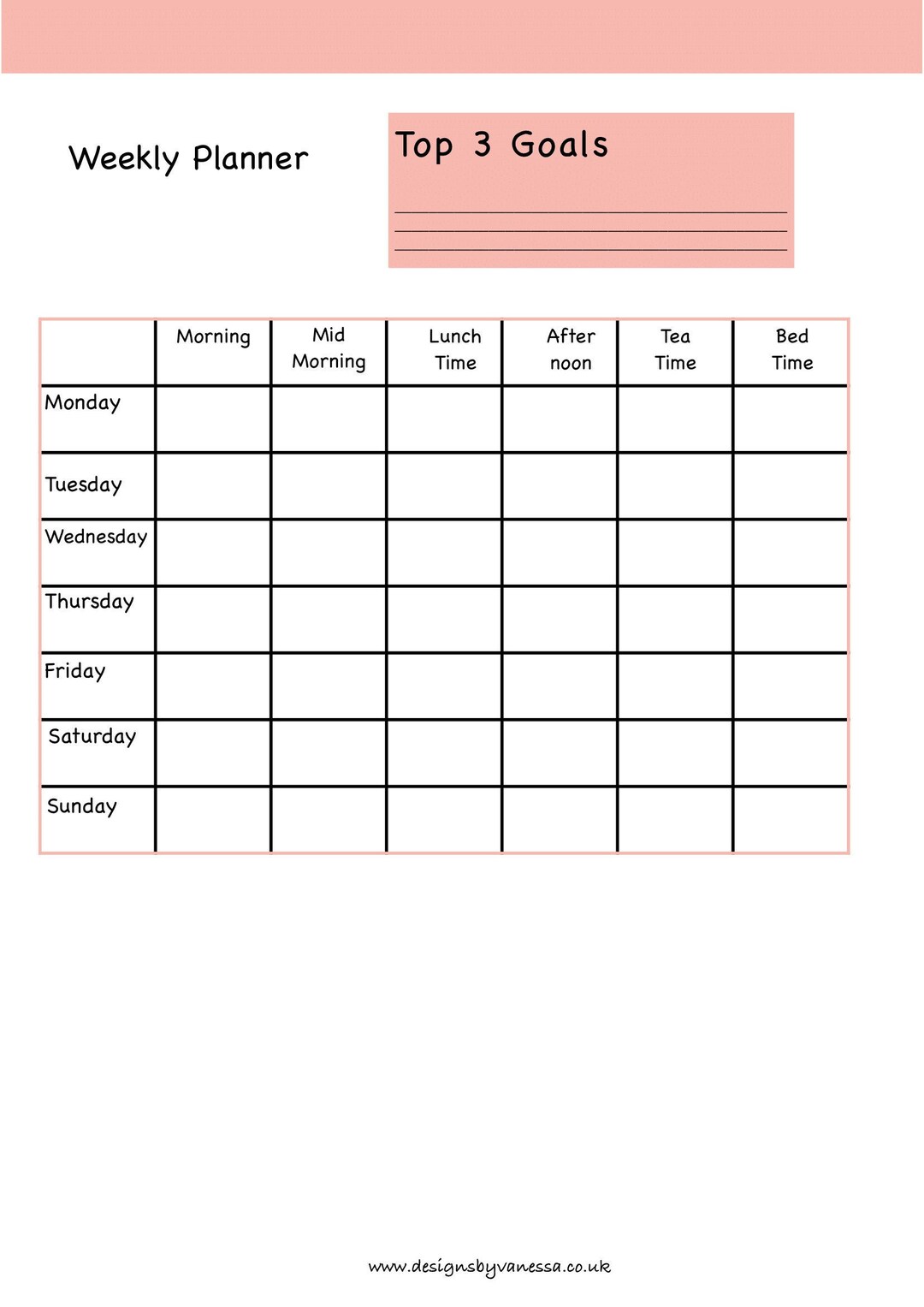 Weekly Goal Planner Printable - Etsy