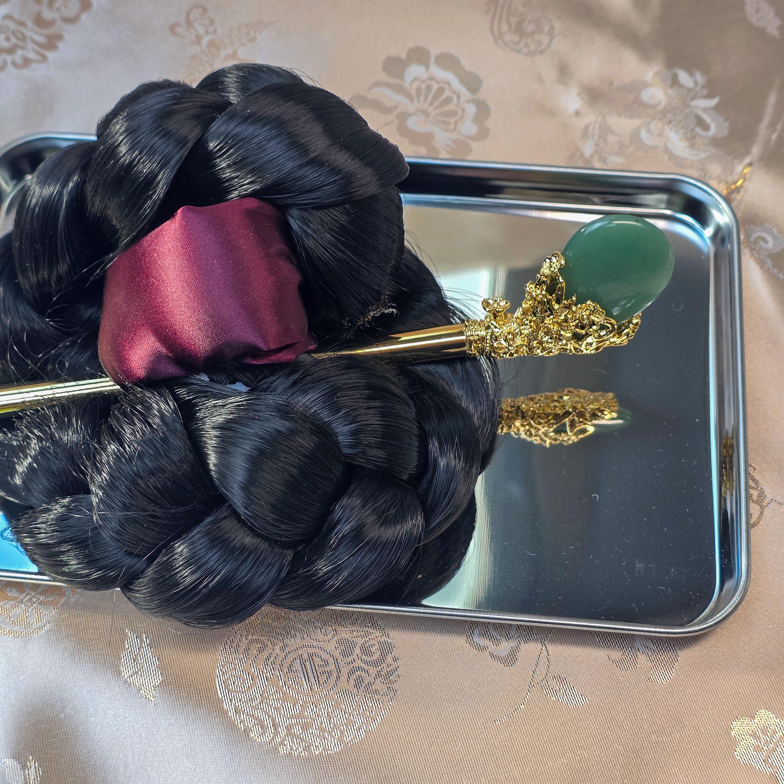 Handcrafted Korean Binyeo Green Aventurine | Traditional Hairpin With ...