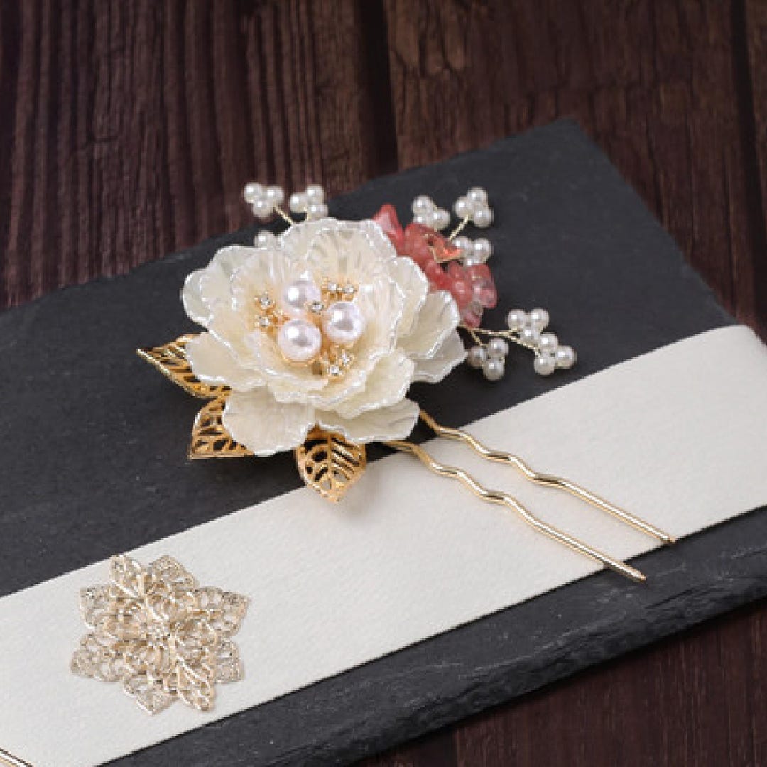 Plumeria Blossom Korean Binyeo | Traditional Hairpin & Ornate Clip ...