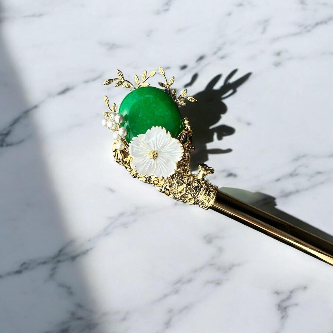 Deep Green Love Binyeo | Handcrafted Korean Hairpin With Aventurine ...
