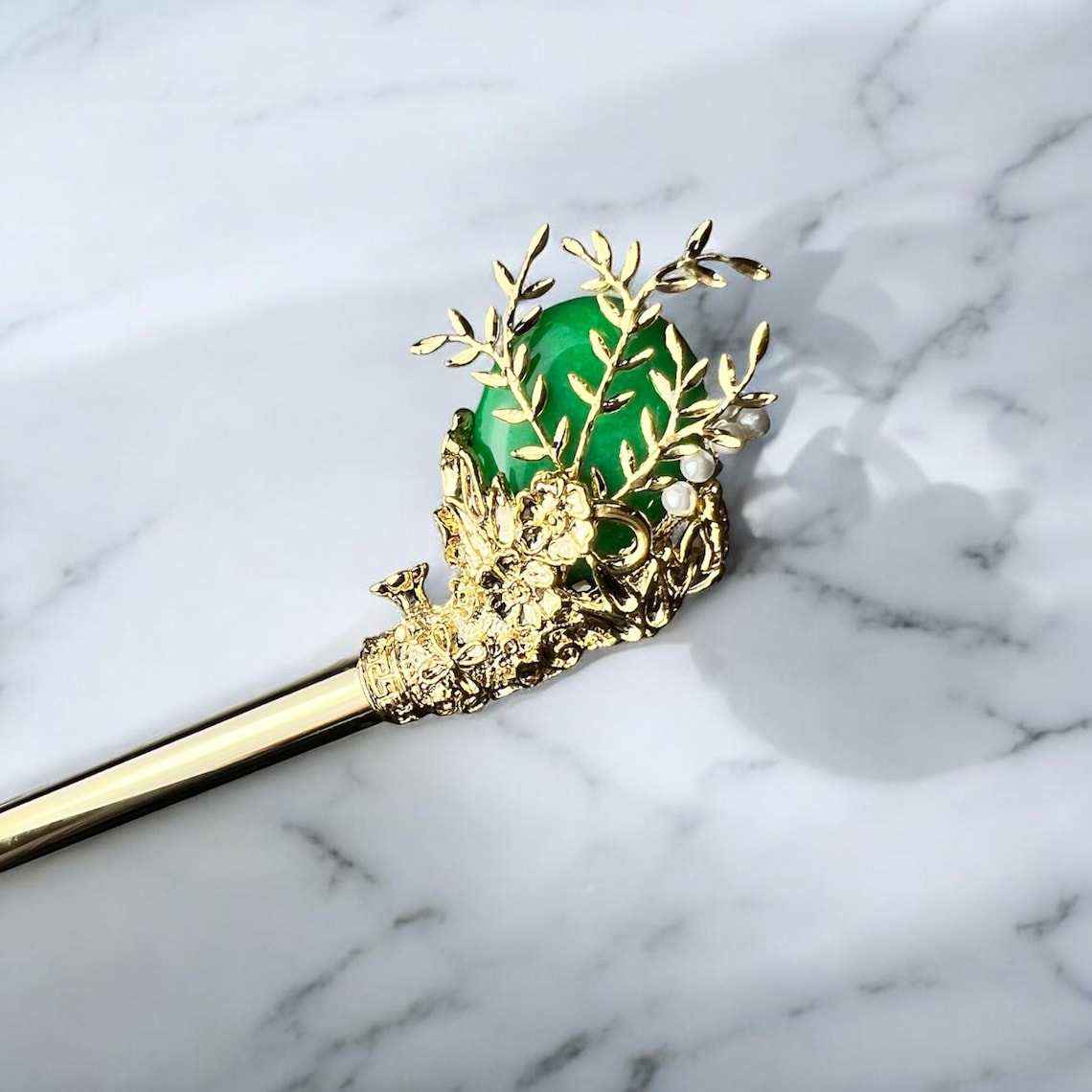 Deep Green Love Binyeo | Handcrafted Korean Hairpin With Aventurine ...
