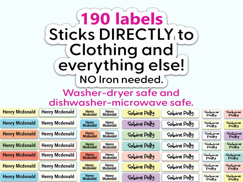 EDITABLE Sticks on to Clothing Labels-daycare and School Supplies ...