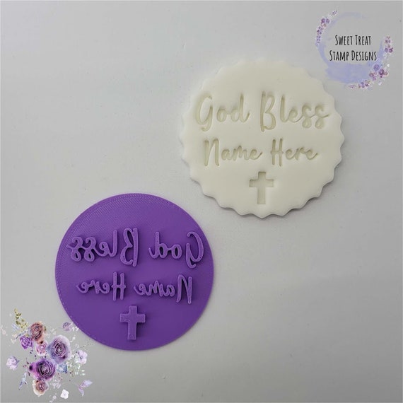 God Bless Personalised Christening/baptism Fondant Stamp | Etsy