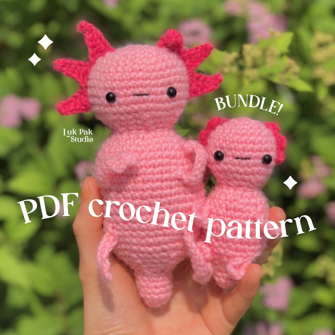 Axolotl Crochet Pattern BUNDLE Pdf, Lotl, Salamander, Animal, Crocheting, Craft, English ...