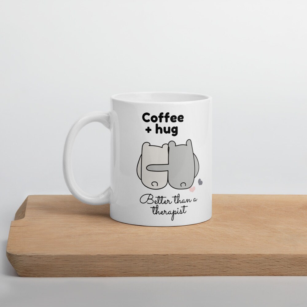 Friendship Ceramic Coffee Mug Bear Hugging White Mug - Etsy UK