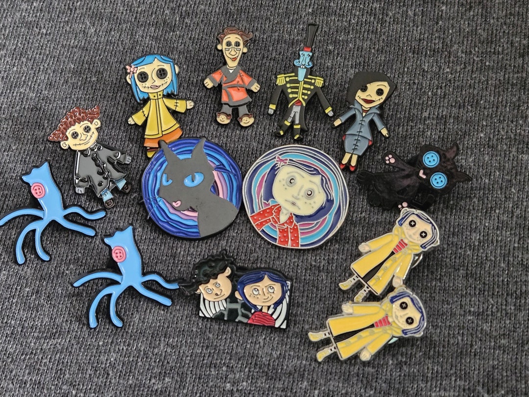 Coraline With Cat Little Me Button Eyes Enamel Pins Tim Burton YOU ...