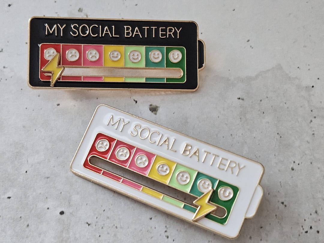 Social Battery Sliding Enamel Pins moveable Lightening Bolt - Etsy