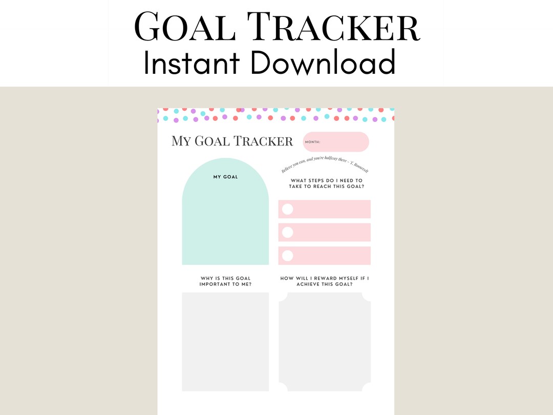 Goal Tracker, Daily Goal Tracker, Goal Tracker Printable, Motivation ...