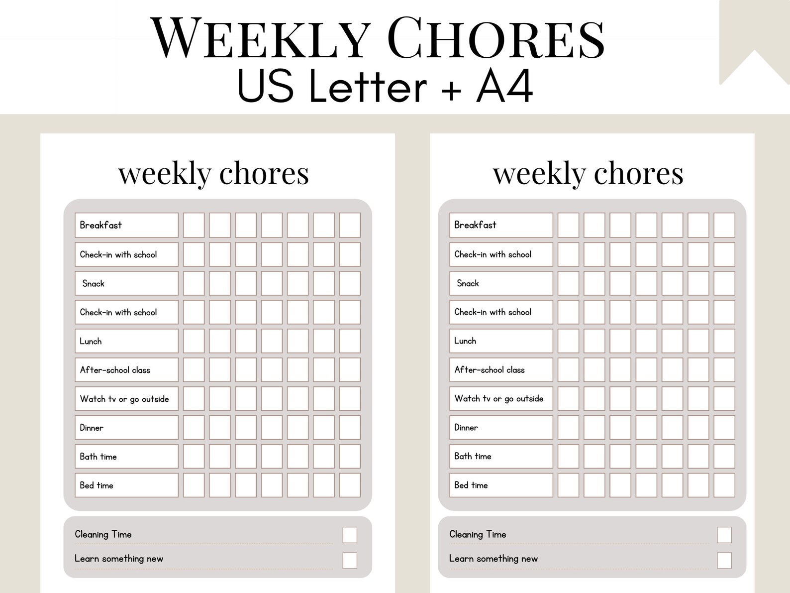 Modern Weekly Chore Chart, Printable Chore Chart, Digital Download, A4 ...