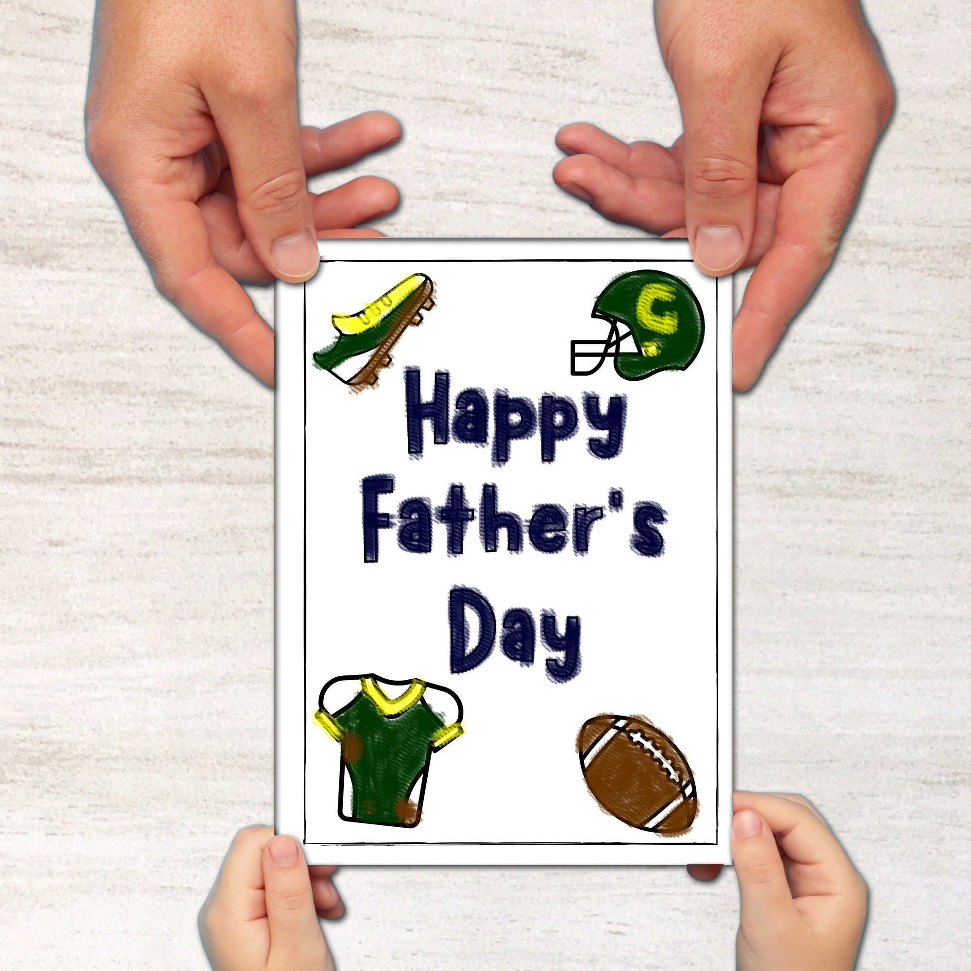 Printable Football Happy Father's Day Coloring Card, Gift for Dad, DIY ...