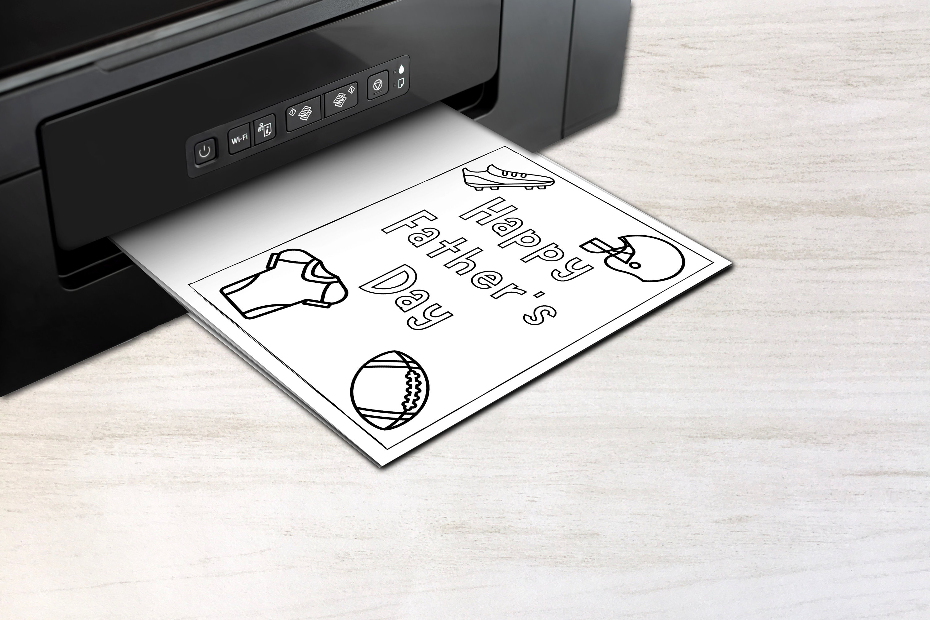 Printable Football Happy Father's Day Coloring Card, Gift for Dad, DIY ...