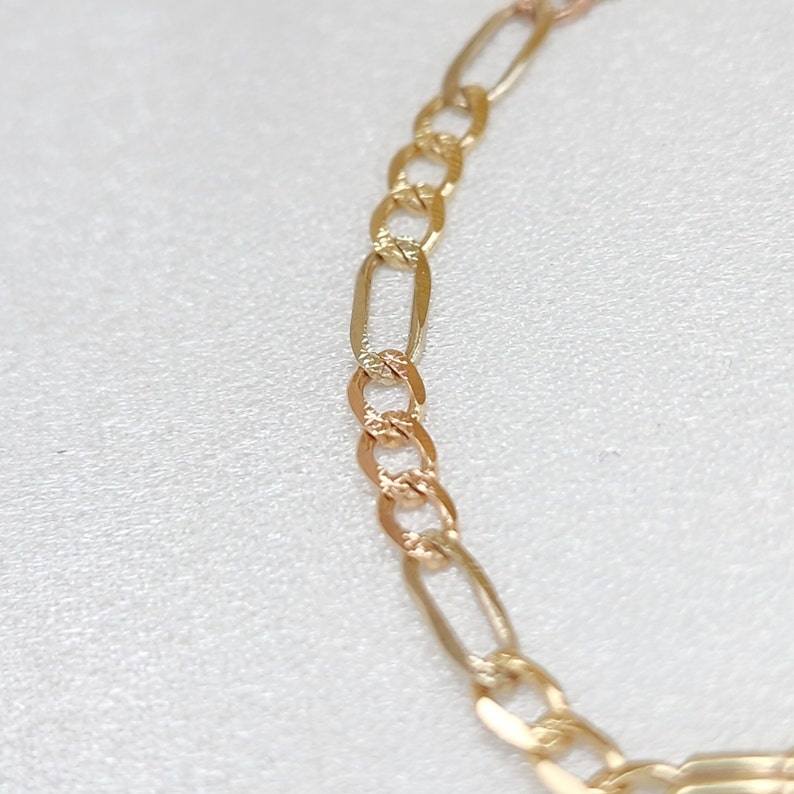 Solid 14k Tricolor Figaro Link Baby ID Gold Bracelet - Personalized ...