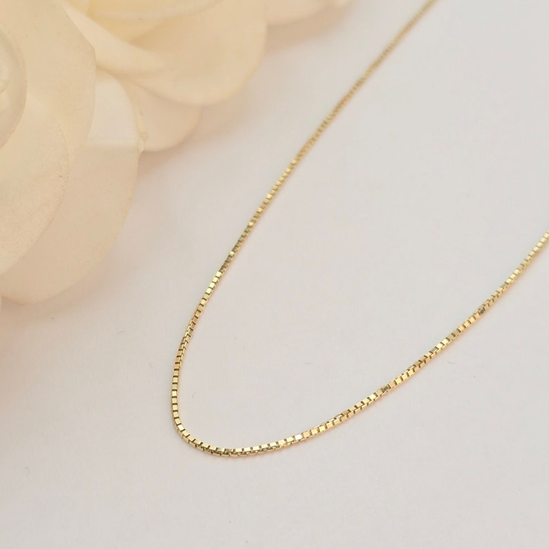 Solid 14k Gold Box Chain - 1MM Thick - Shiny Chains - Unisex - Dainty ...